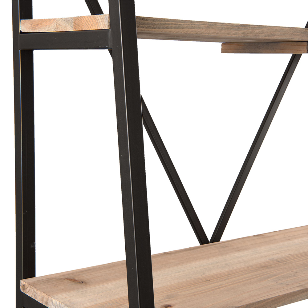 Clayre & Eef Boekenrek 90x47x191 cm Zwart Hout Ijzer Rechthoek ...