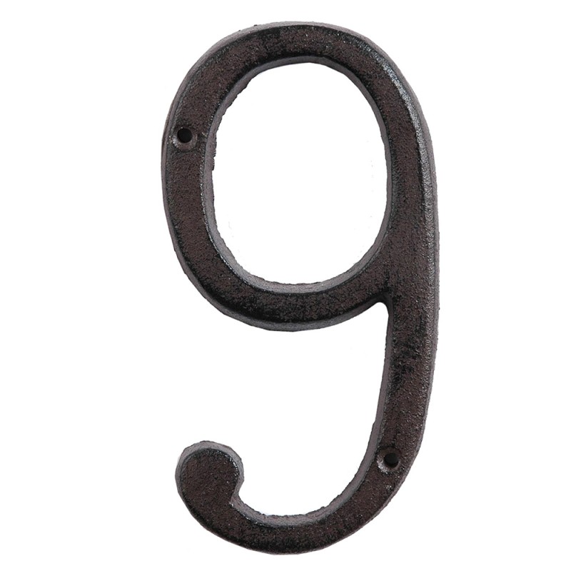 Clayre & Eef Number 9 15 cm Brown Iron